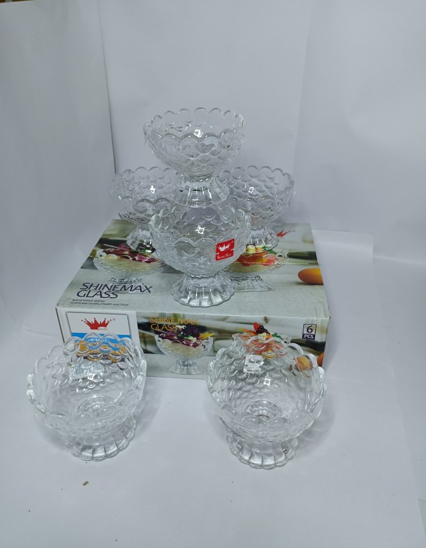 Shinemax Crystal Glass Dessert Bowl – 6 Pcs Set | kartroad